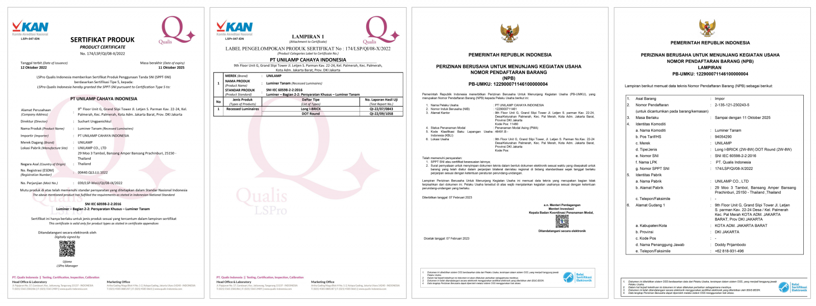 SNI Certification | Unilamp